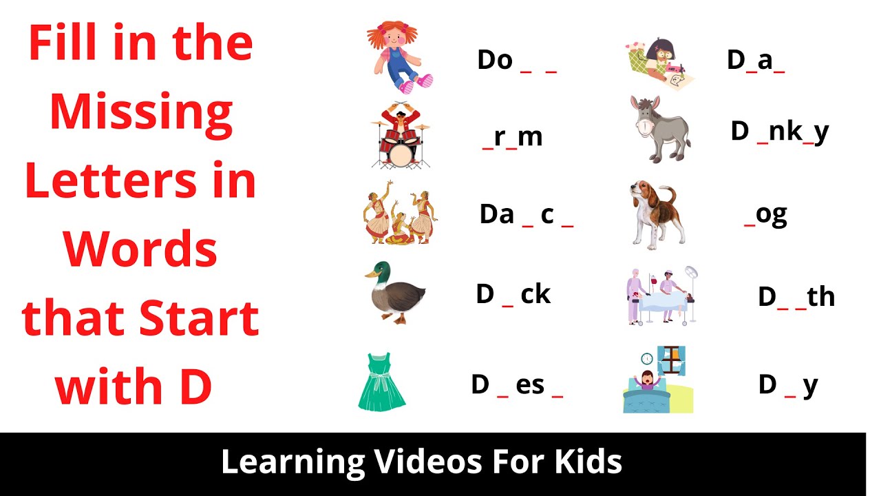 Fill in the Missing Letters - English Educational Video for kids ...