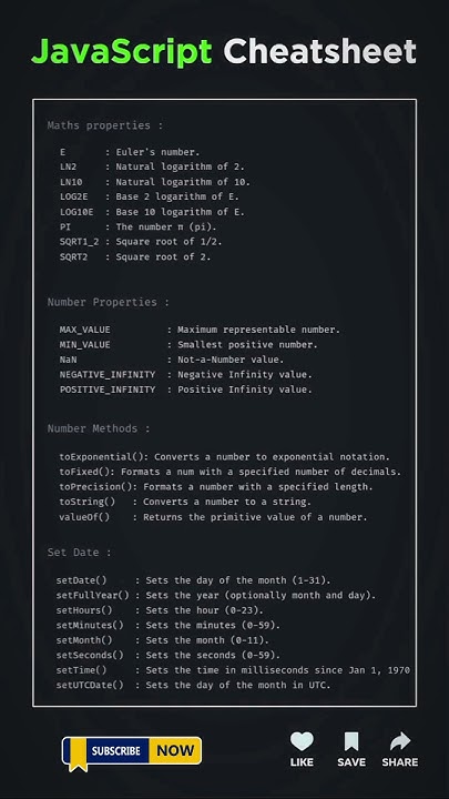 Javascript Cheat Sheet Javascript Js Html Webdesign Codeing Html5 Webdevelopment Coding