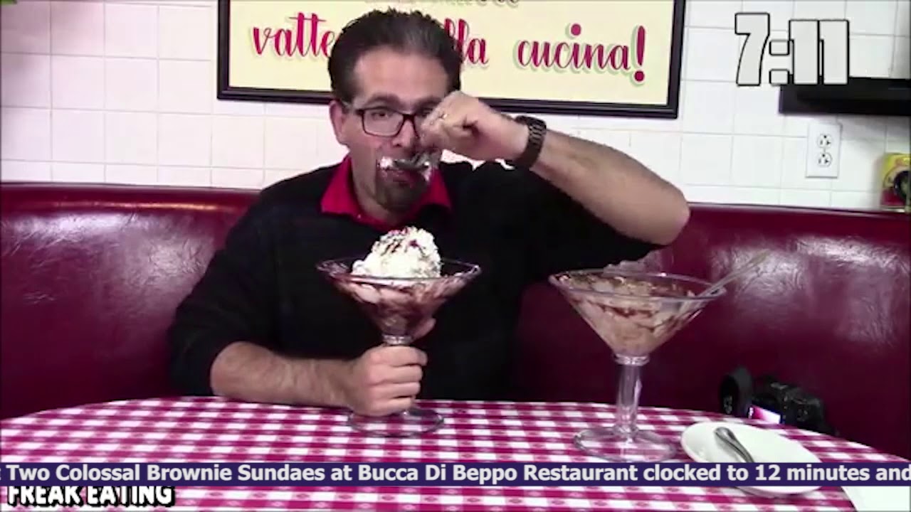 Fastest Time to Eat Two Colossal Brownie Sundaes at Bucca Di Beppo ...
