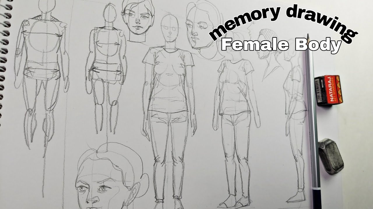 Memory Drawing/how to draw female body - YouTube
