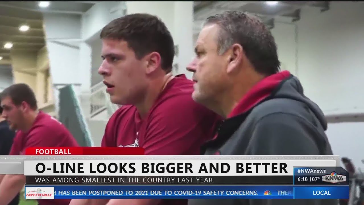 Razorback Offensive Line Getting Bigger for 2020 Season - YouTube