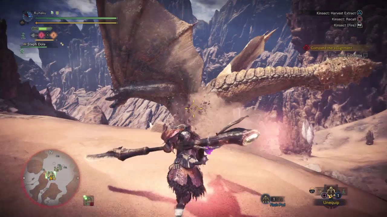 Monster Hunter: World Solo Capture Diablos Insect Glaive - YouTube
