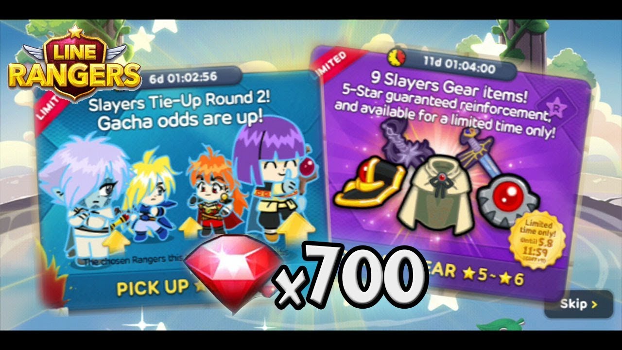 GACHA LINE RANGERS: 700 RUBY GACHA RANGER + GEAR SLAYER TIE-UP EVENT ...