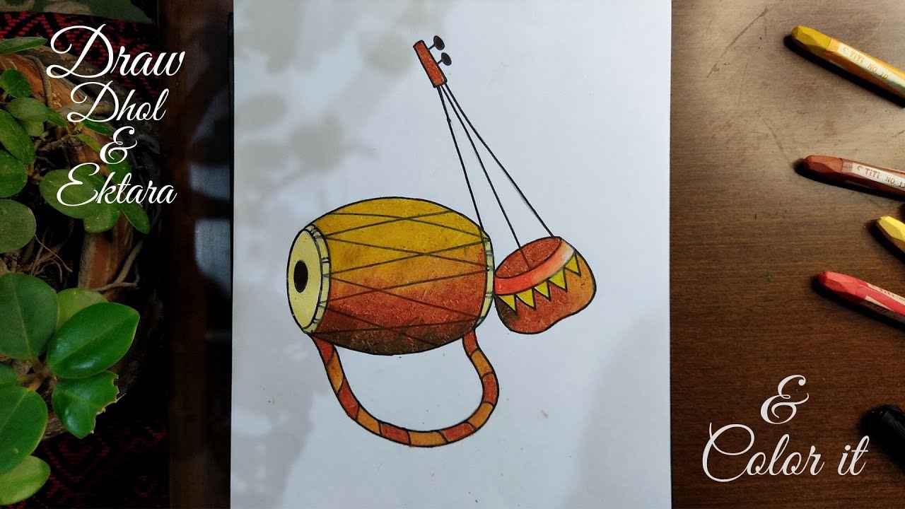how to draw dhol & ektara | how to draw dhol | how to draw ektara | art ...