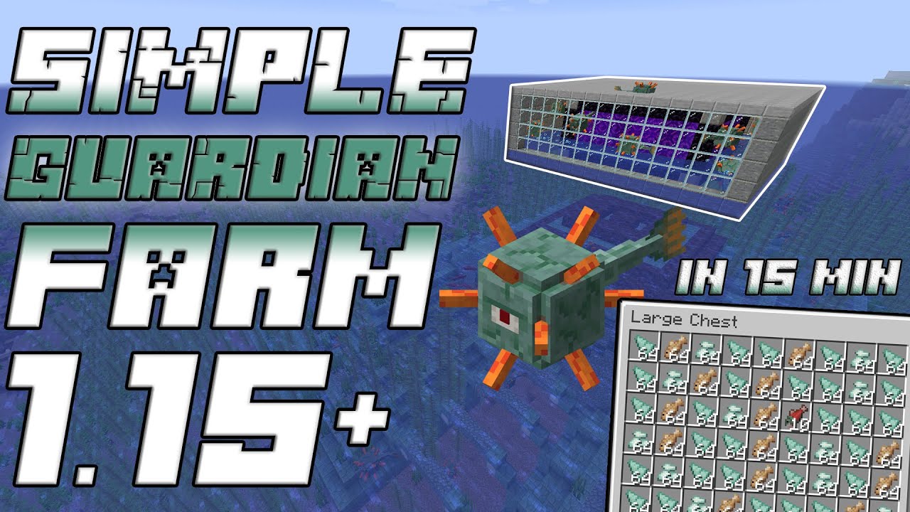 Minecraft Simple GUARDIAN FARM 1.16 Tutorial Very FAST! - YouTube