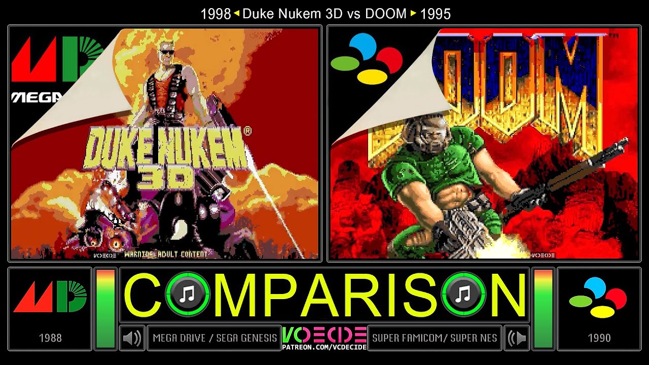 Duke Nukem 3D vs DOOM (Sega Genesis vs SNES) Side by Side Comparison ...