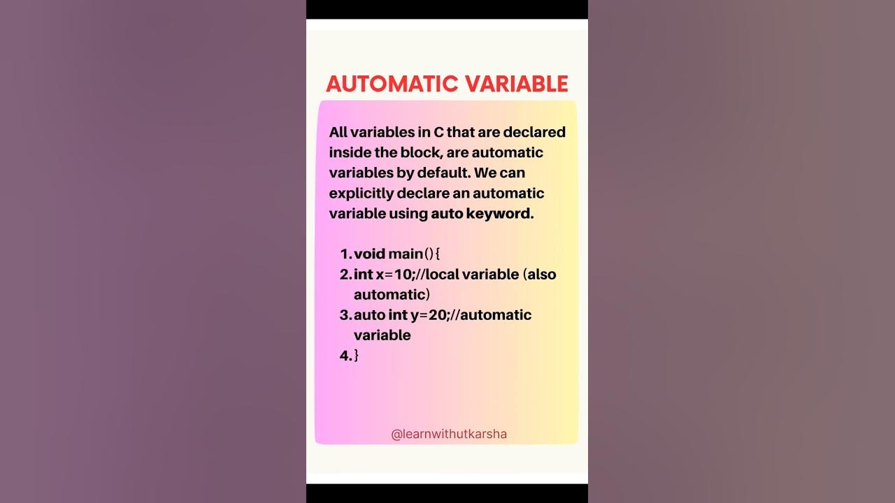 Automatic Variable In C Youtubeshorts Shortsvideo Shortsvideoviral Cprogramming Education