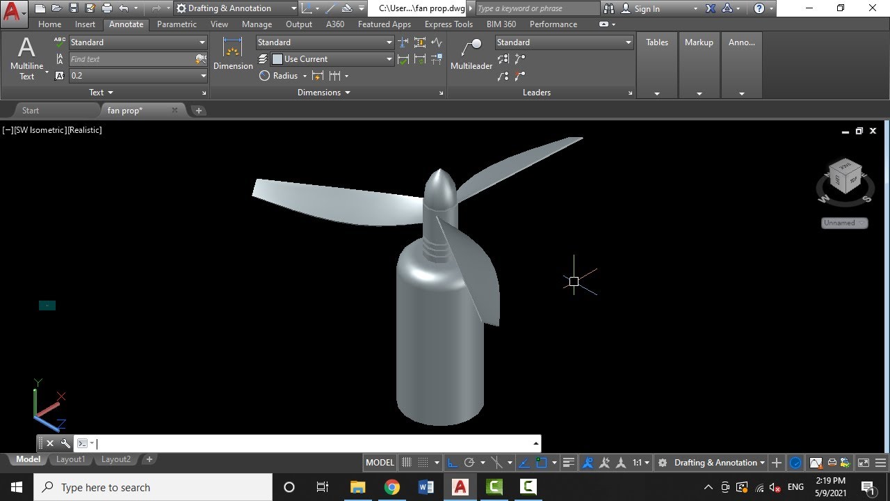 MAKING OF AUTOCAD 3D PROPELLER FAN -ROTOR FAN QUADCOPTER FAN - YouTube