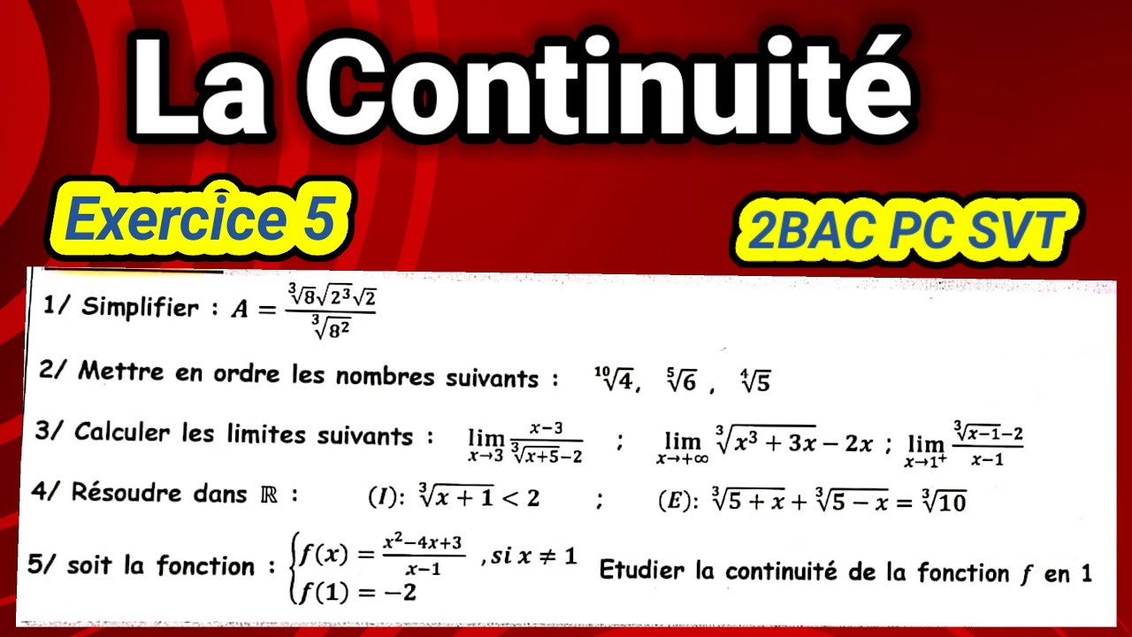 La continuité 2bac 🚩 exercice 5 🚩 pour préparer au contrôle - YouTube