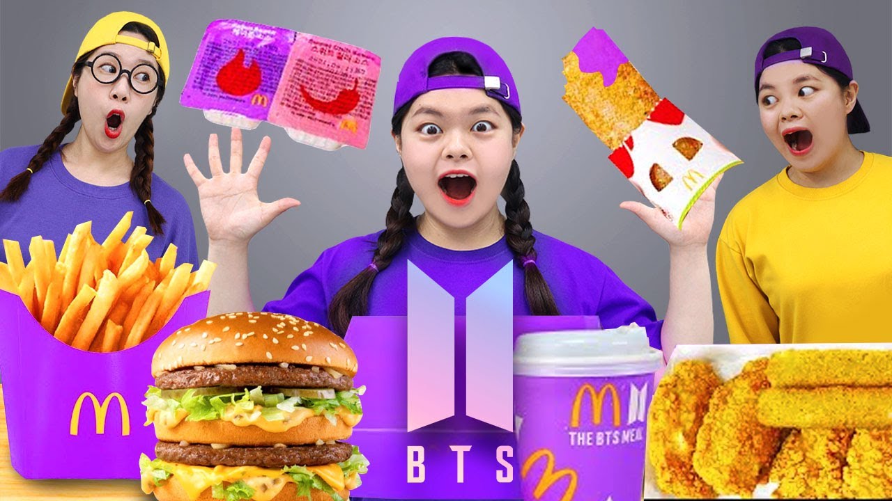 The BTS Meal Mukbang McDONALD'S NUGGETS PURPLE FOOD by TIMI 티미 ENGLISH ...