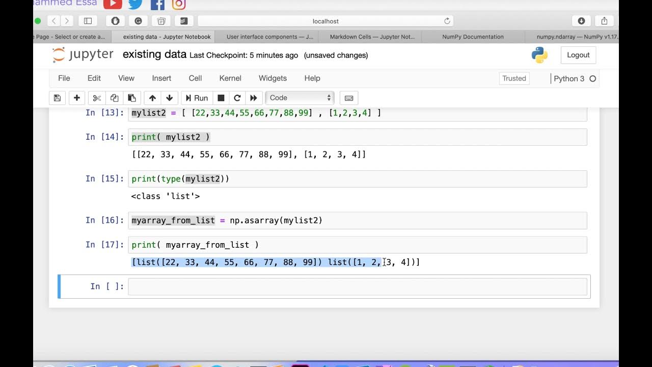 17 Data Science Numpy Lists , Tuple & Buffer with String - YouTube