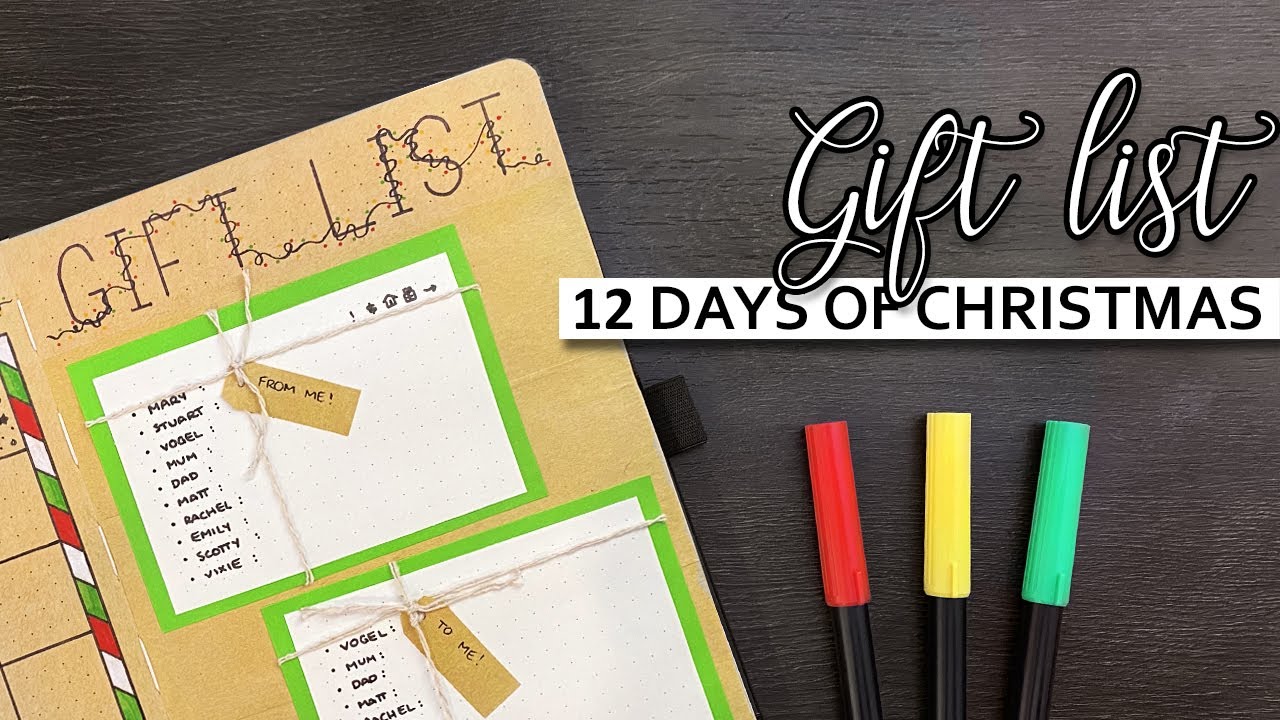 Christmas Gift List 💜 Christmas bullet journal ideas - YouTube