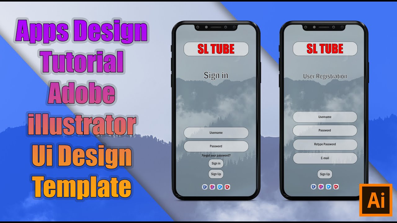 Apps Design Tutorial Adobe illustrator Ui Design Template - YouTube