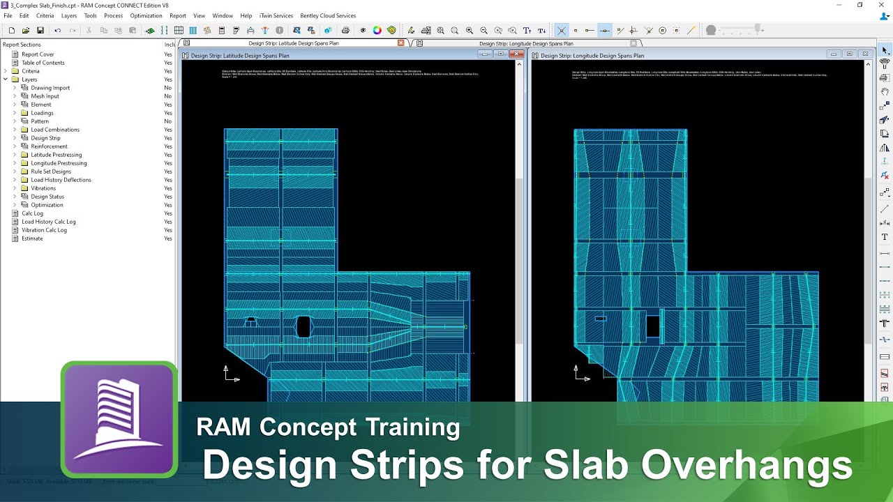 Modeling Design Strips at Slab Overhangs in RAM Concept - YouTube