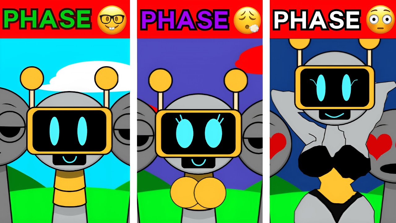 All Phases of FUN-BOT in New SUS Incredibox Sprunki : From Phase 1 to ...