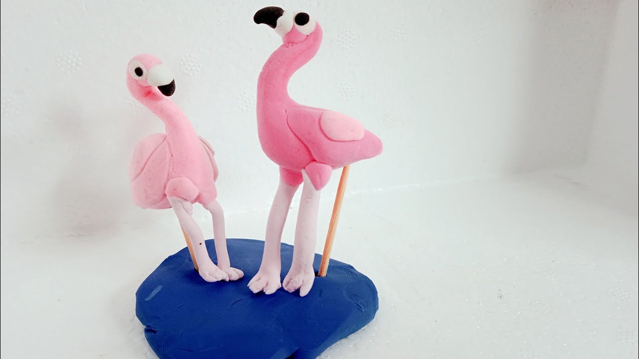 Tiniest flamingo/air dry clay flamingo/FUN WITH CLAY - YouTube