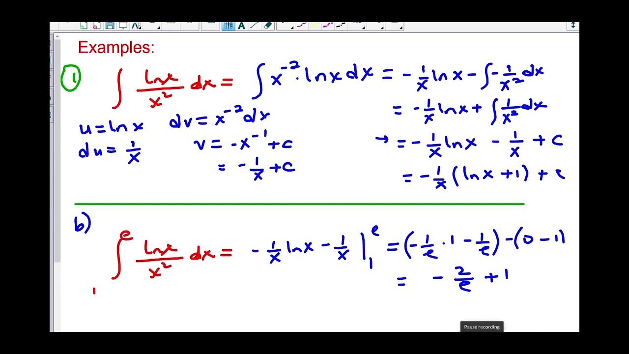 Integration by parts part 3 Integrals involving natural log function ...