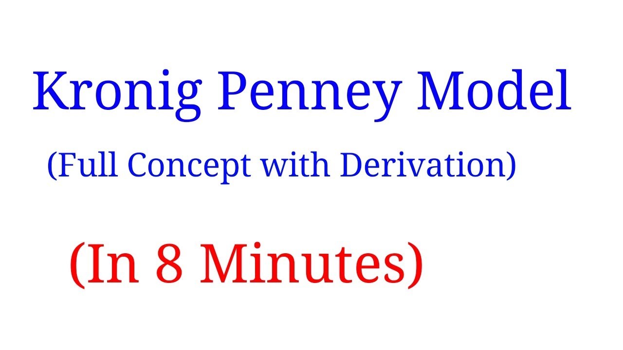 Kronig Penney Model - YouTube