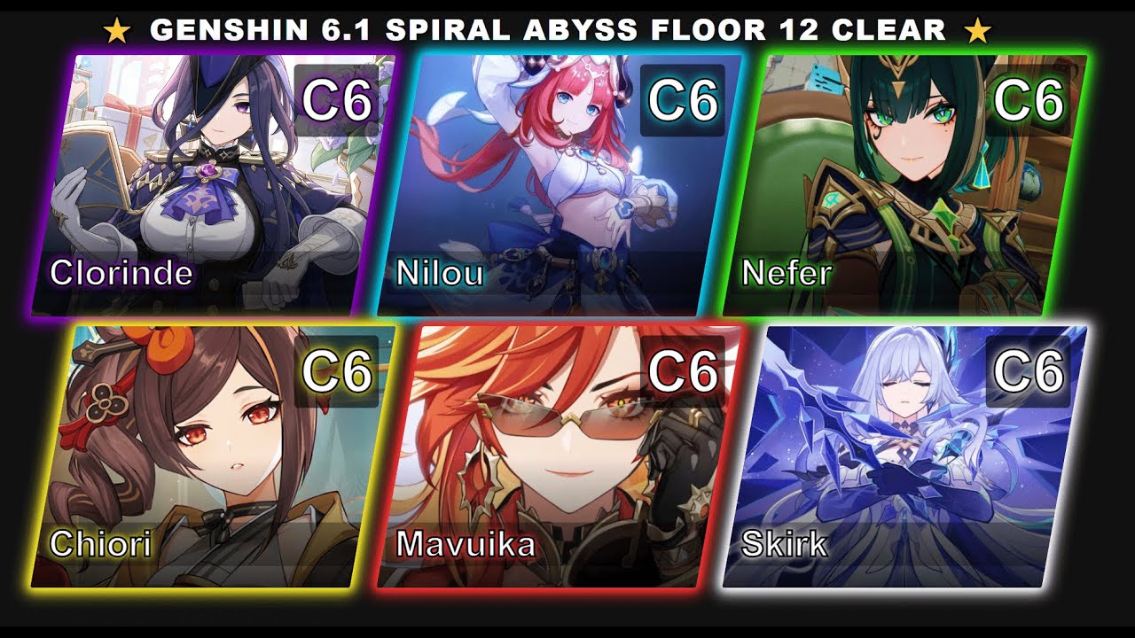 Genshin Impact 6.1 | Spiral Abyss | C6 Nefer x C6 Waifus | Multi Team ...
