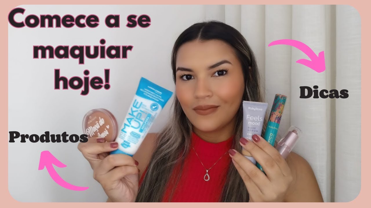 Kit básico de maquiagem + produtos + tutorial de make fácil - YouTube