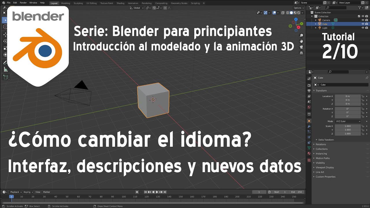 BLENDER para principiantes - Tutorial 2/10 - ¿Cómo cambiar el idioma de ...