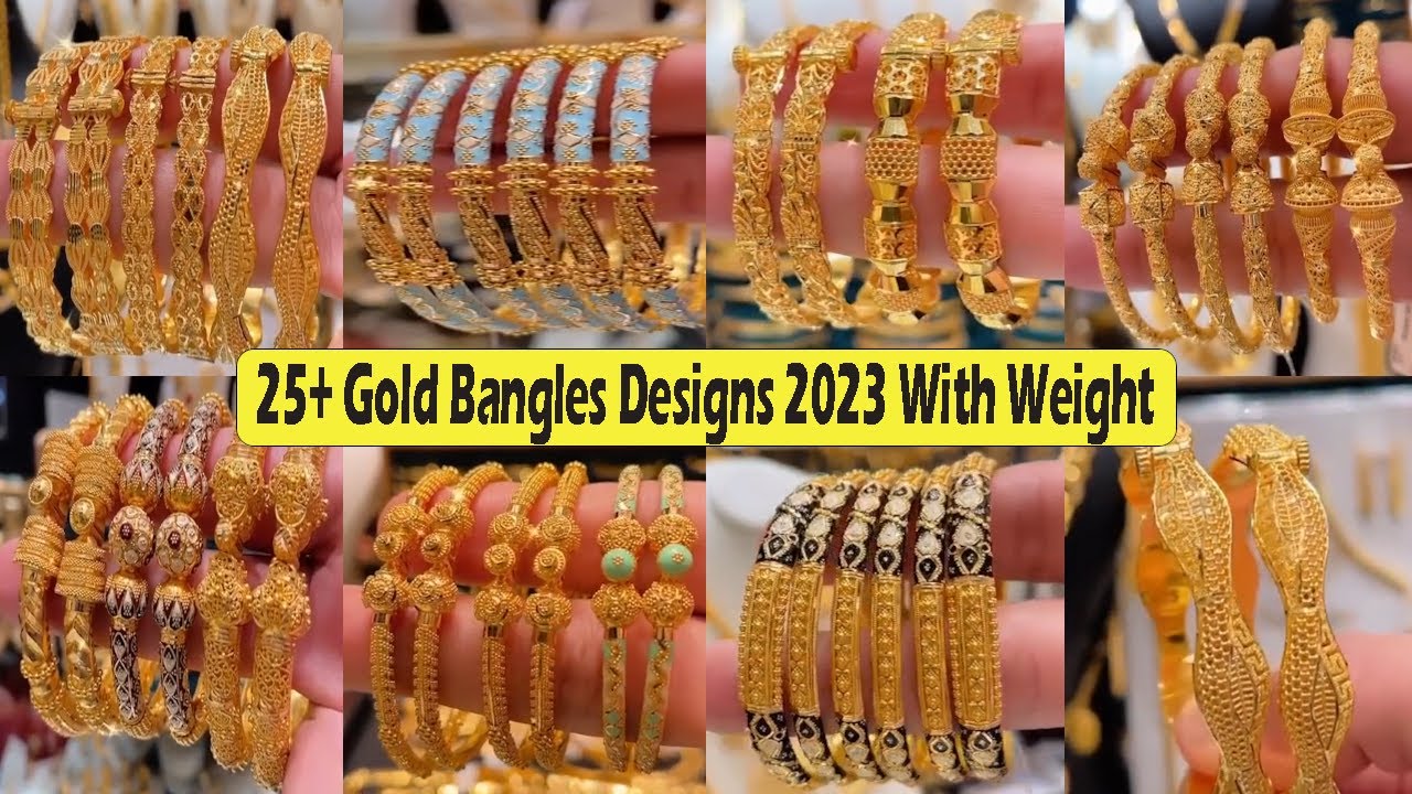 25+ Gold Bangles Designs 2023 With Weight | Gold Bangles Design 2023 ...