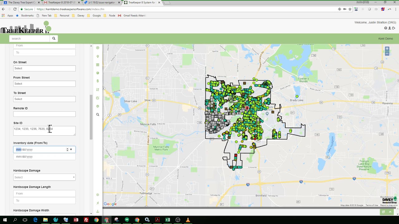 TreeKeeper 8 - searching multiple site_id's at once - YouTube
