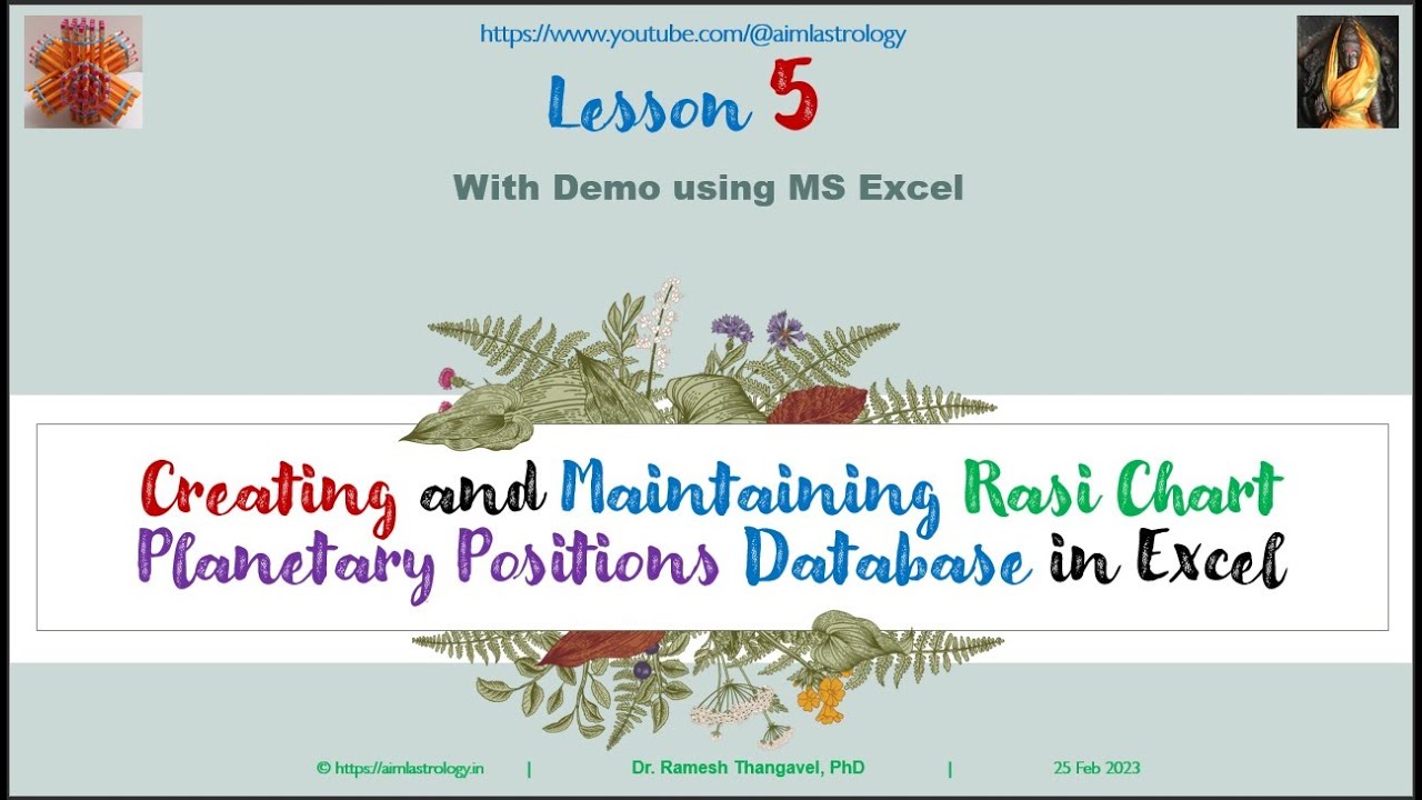 How to create Rasi Chart Planetary Positions Database using MS Excel ...