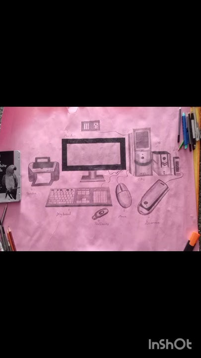 How To Draw All Computer Parts Drawing For Beginners 😍 Easy Chart Paper ...