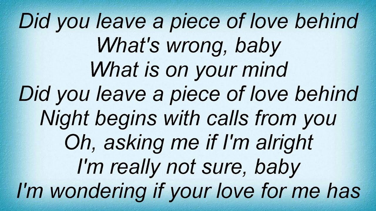 Lionel Richie - Piece Of Love Lyrics - YouTube