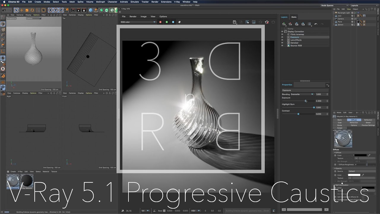 V-Ray5.1 for Cinema4D Top New Features - Progressive Caustics - YouTube