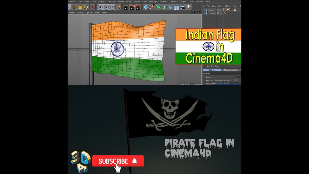 Cinema 4D Tutorial Create a Animated Indian & Pirate Flag | C4d Cloth ...