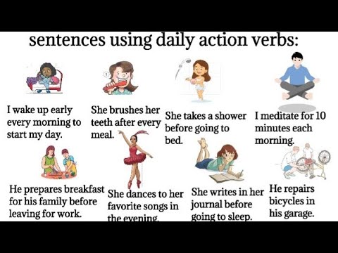 Unique sentences using daily action verbs ||Learning and practice ...