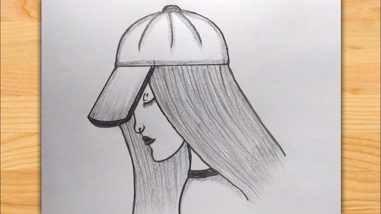 Girl Hide Face Drawing | Very Easy Draw Side Face | Pencil Sketch For ...