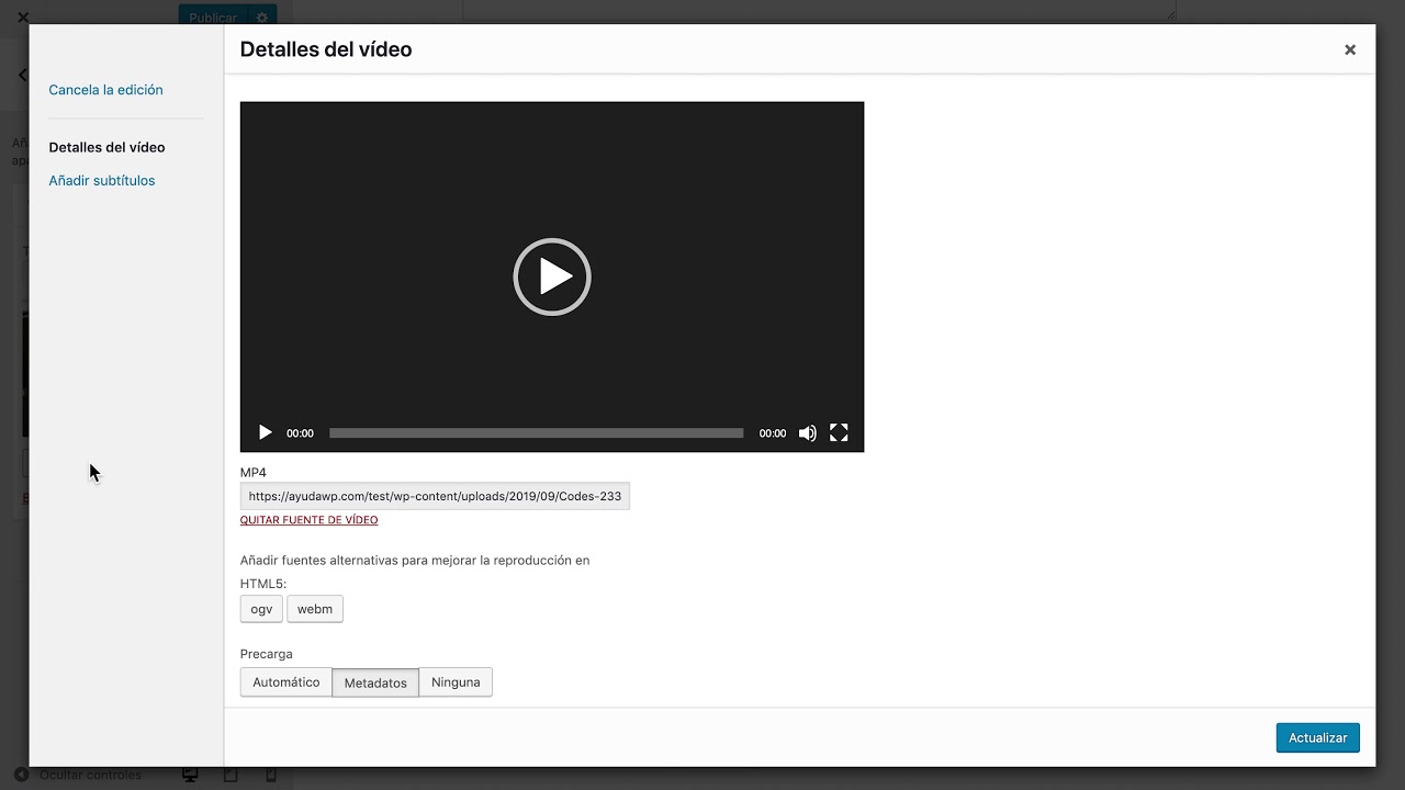 Insertar video en WordPress con un widget de video - YouTube