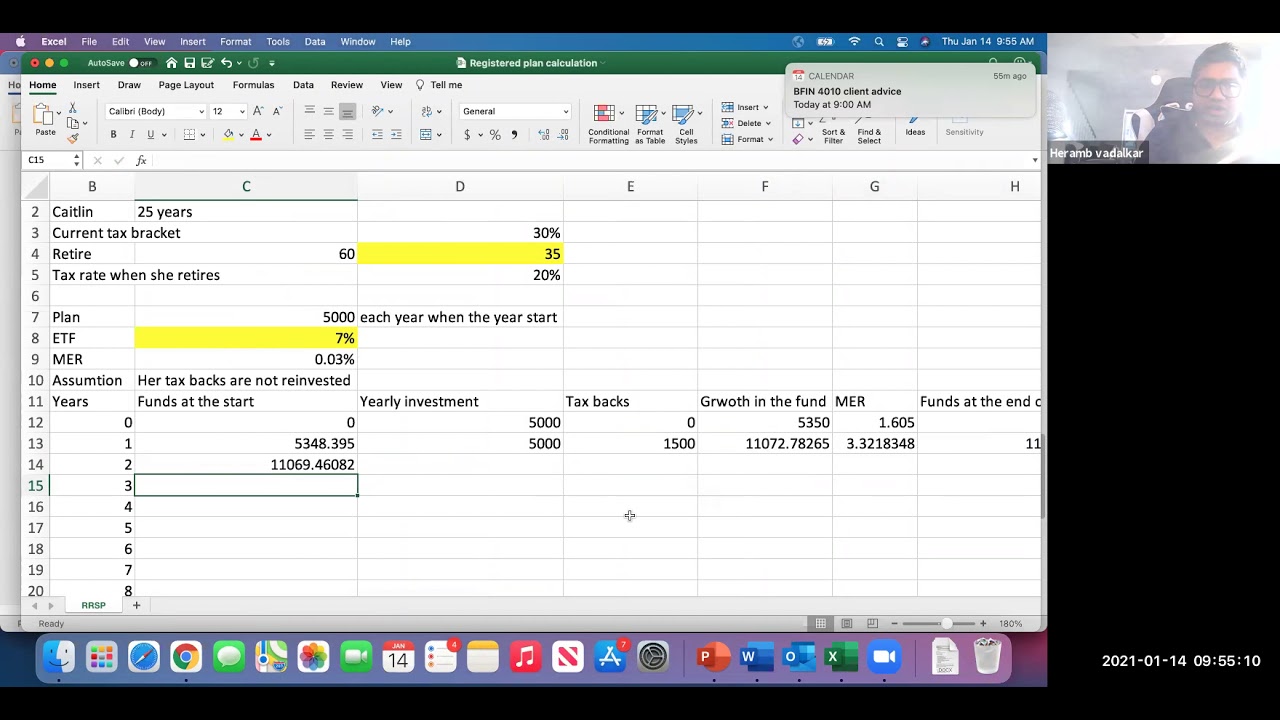 RRSP calculation example #financialplanning #CFP - YouTube