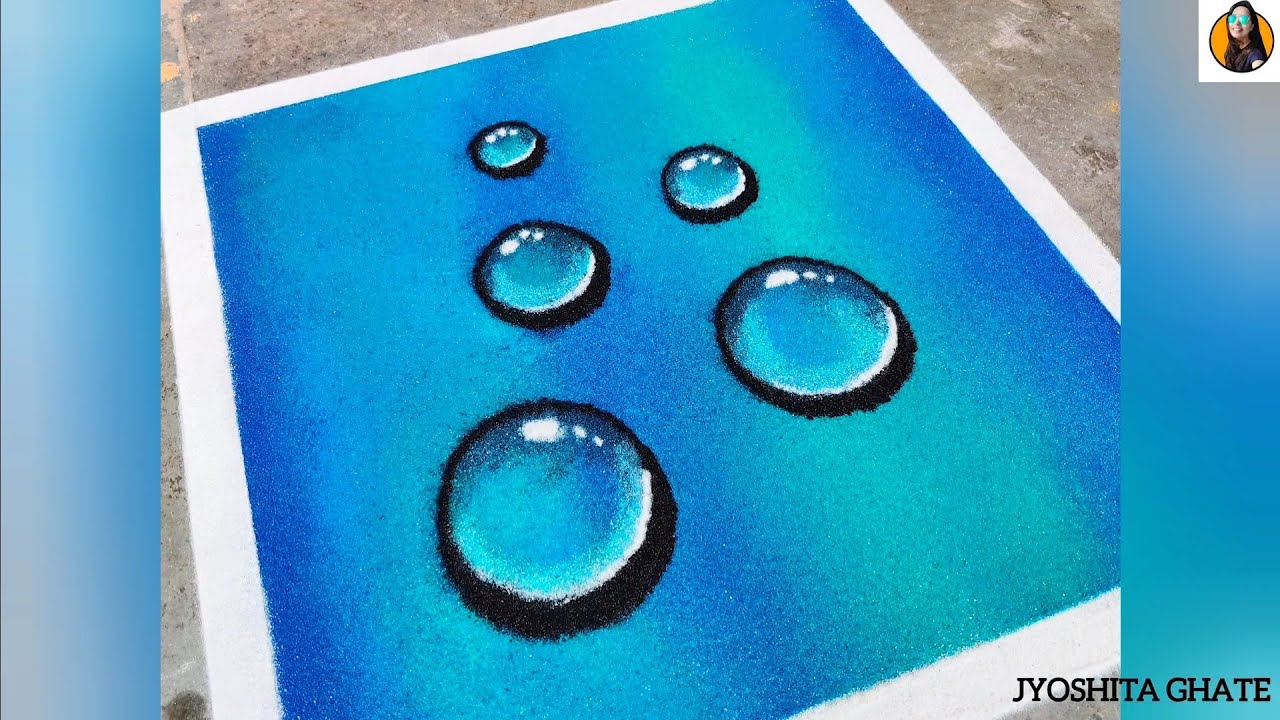 3D Waterdrop Rangoli | Rangoli Design | Rangoli For Beginners | Easy ...
