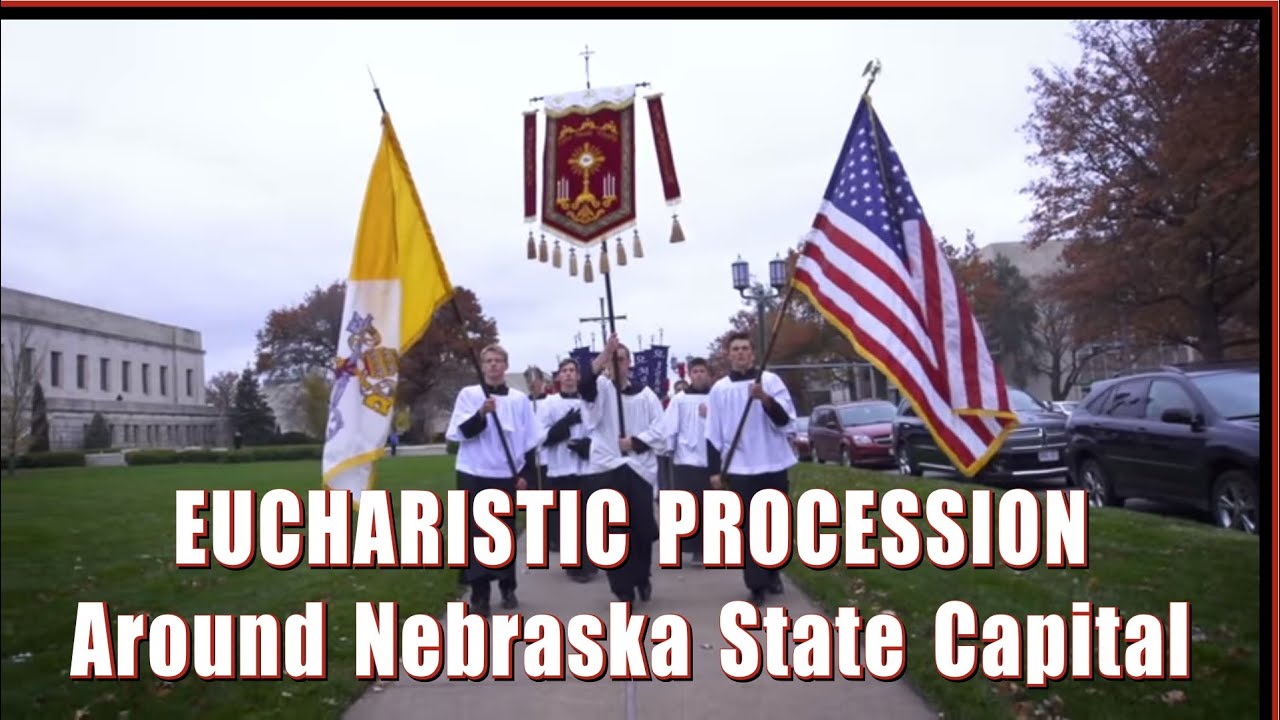 Eucharistic Procession around Nebraska State Capitol - YouTube