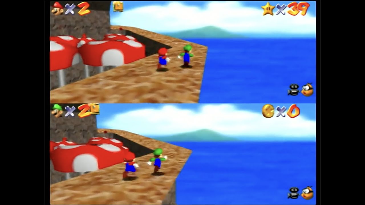 2-Player Splitscreen Super Mario 64 (Actual N64) (Uncommentated) - YouTube