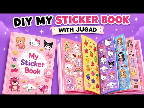 DIY Sticker Book | Cute Kawaii Sticker Book with Jugaad 💜 | No Sticker Paper Needed!