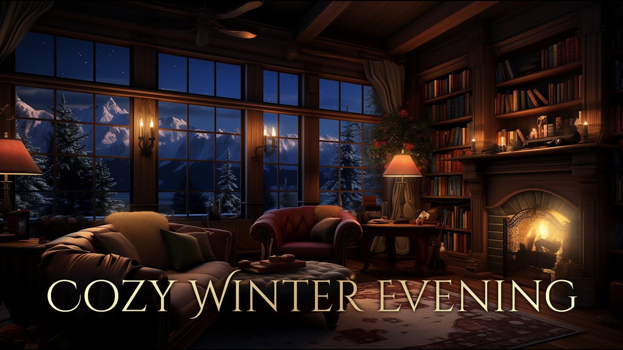 Cozy Winter by the Fire Ambience and Music | Christmas evening, cozy ...