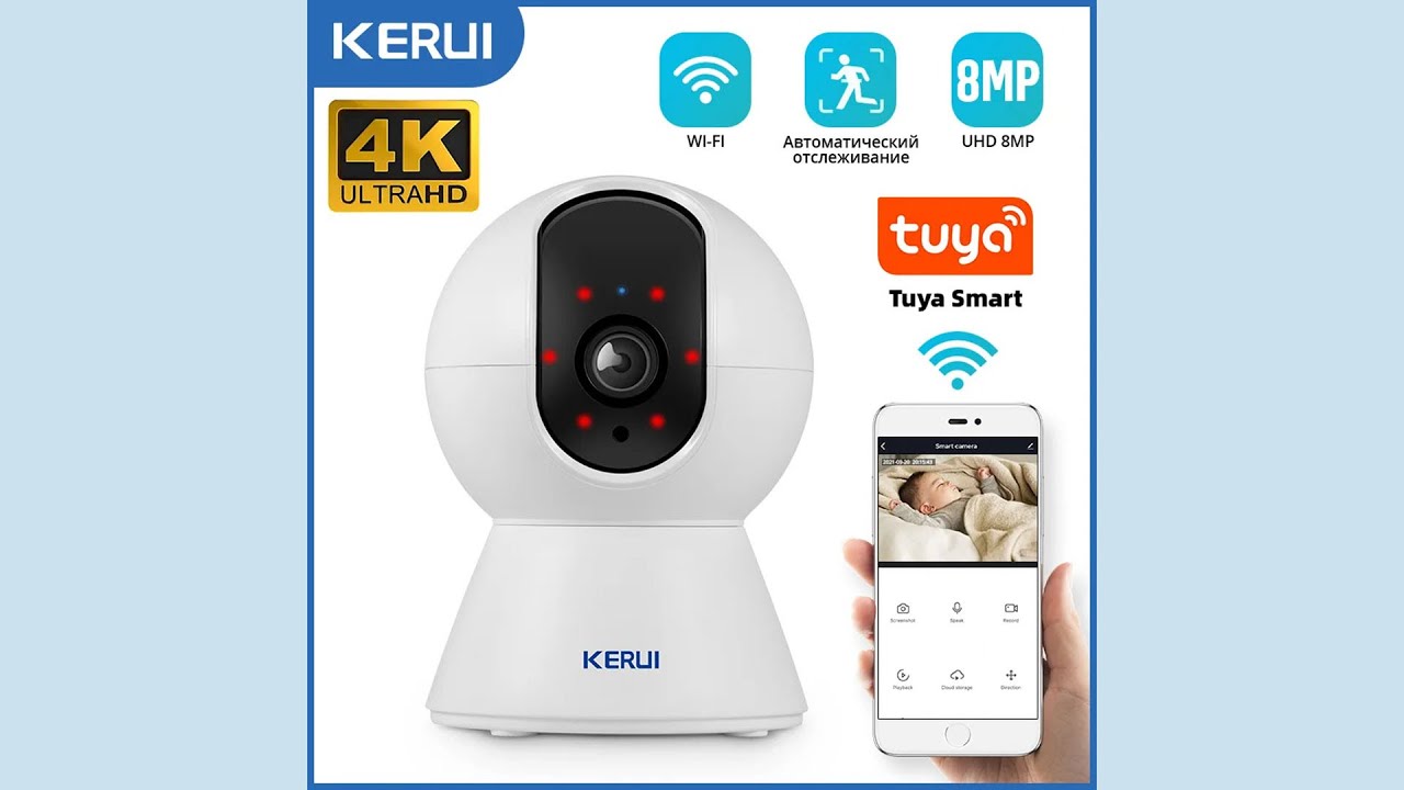 KERUI 8MP 4K Tuya Smart Mini WiFi IP Camera | Indoor Security Camera ...