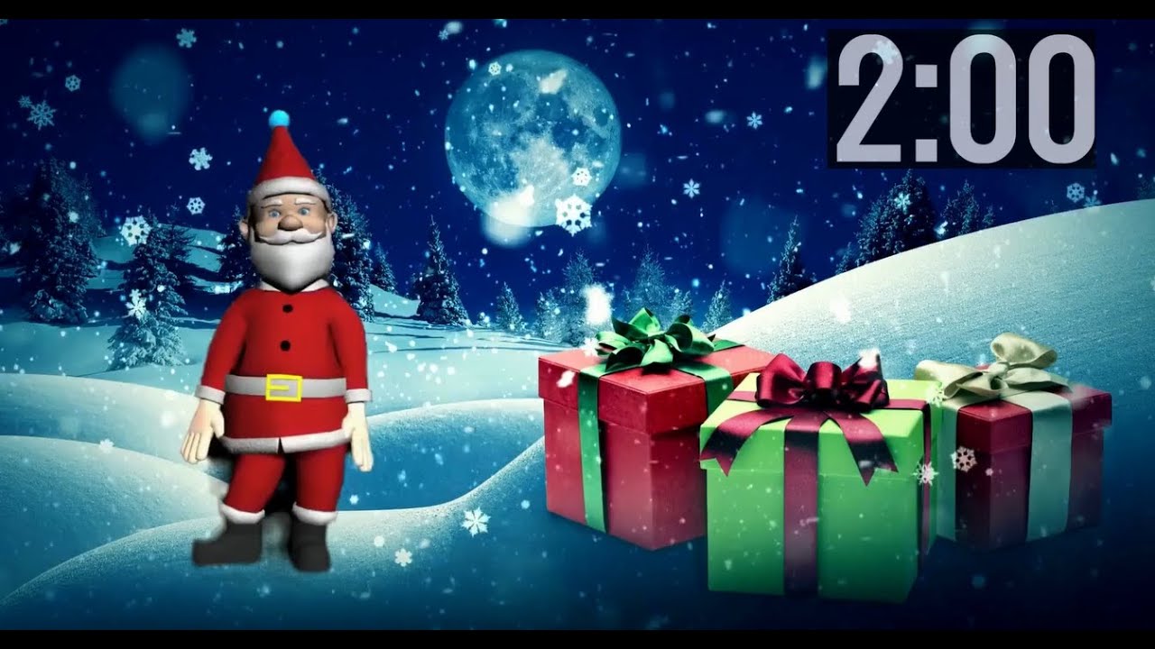 2 Minute Countdown Timer (with Music) | Animated Cartoon Santa Dancing ...