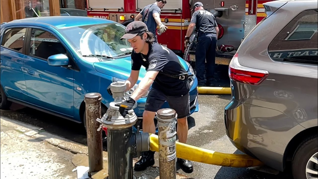 **2 CARS PARK on HYDRANT at FIRE!** Firefighters Work to Extinguish ...