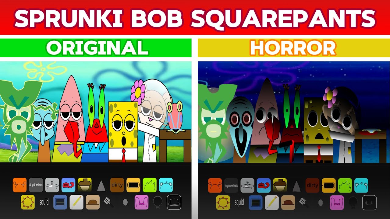 Sprunki Bob Squarepants | Horror Vs Normal Versions (All Characters ...