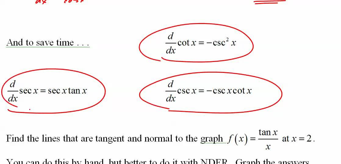Calculus BC 262 3 5 Derivatives of Trigonometric Functions - YouTube
