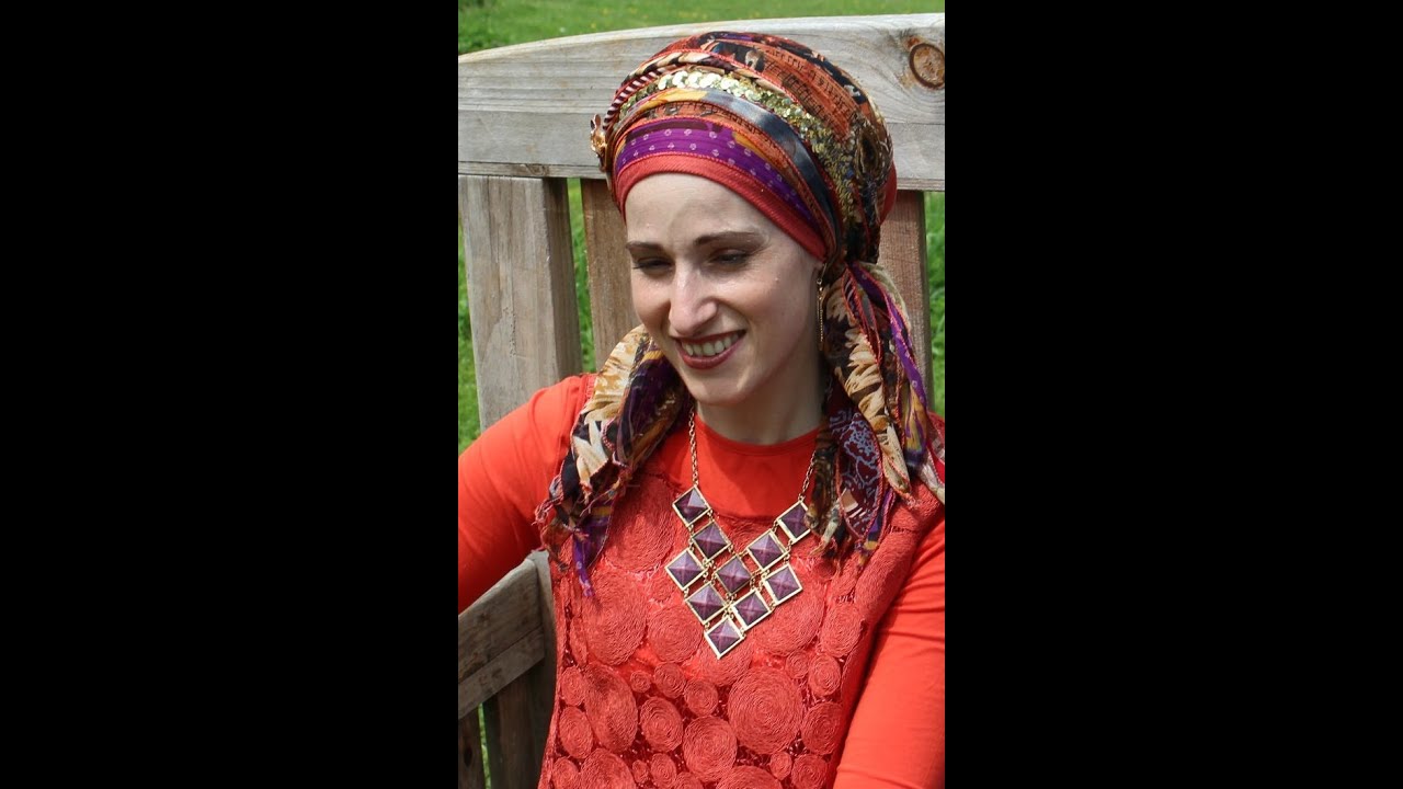 Rivka Malka Jungle Sari Scarf Tichel Tutorial Wrapunzel - YouTube