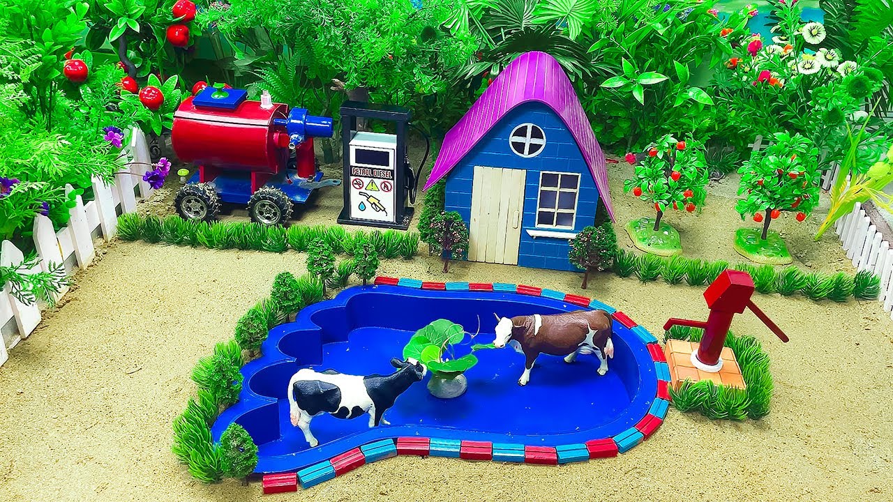 DIY Mini Farm with House, Orchard, Gas Station, Water Truck, Aquarium ...