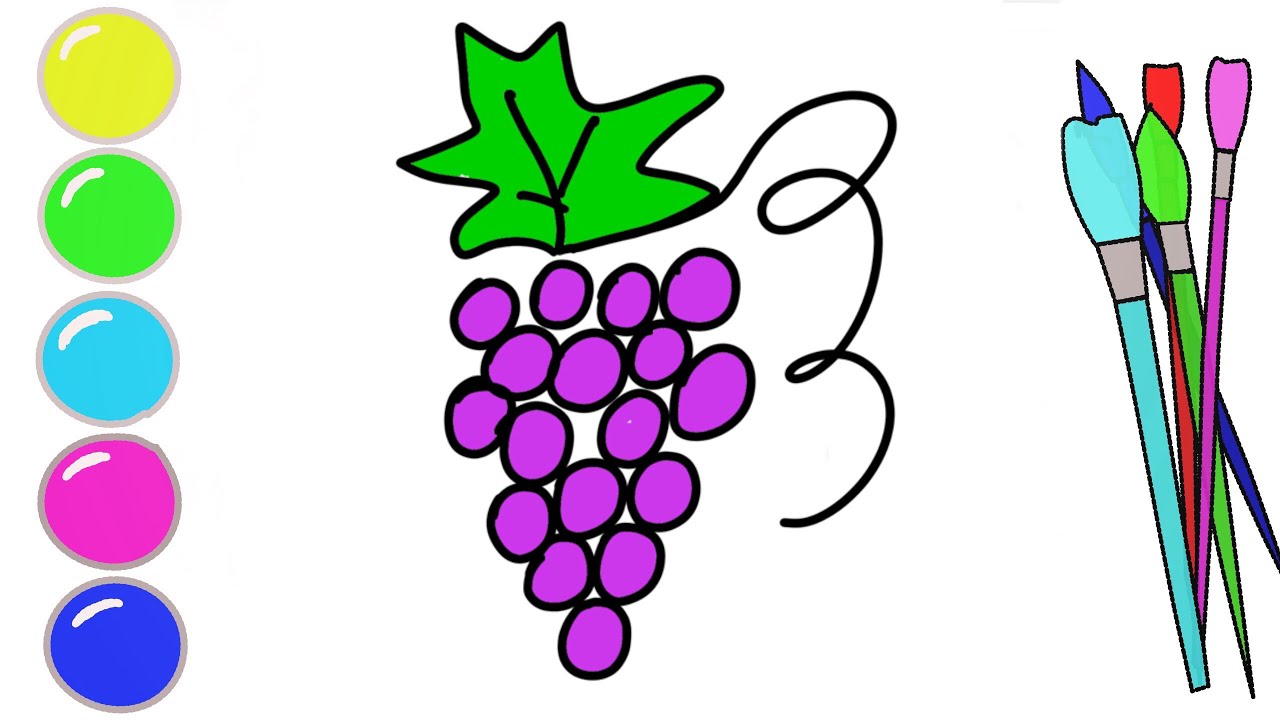uzum Bolalar uchun oson rasm chizish / Easy drawing for children grapes ...