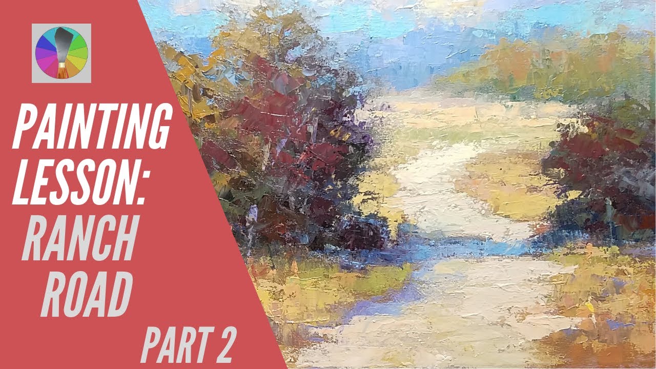 Part2 - How to paint an Autumn Road Landscape in Oil or Acrylic with a ...